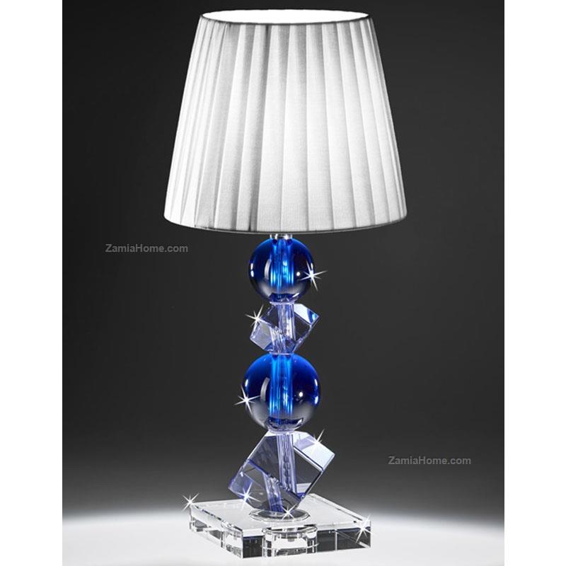 Colored crystal lamp ranoldi cm 27x27 h 53 blue & purple crystal table ...