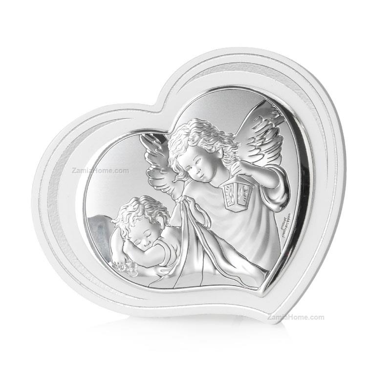 Icona angelo custode valenti & co. cm 11x9 icona argento laminato ...